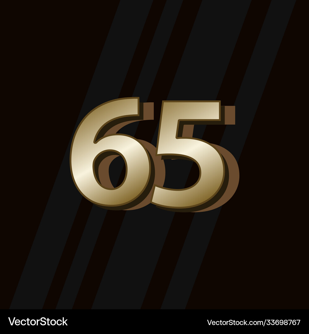 65 years anniversary gold elegant number template Vector Image