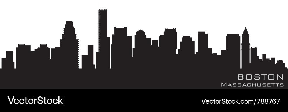 Boston massachusetts skyline detailed silhouette Vector Image