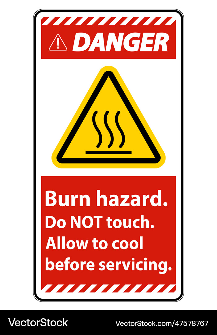 Danger burn hazard safetydo not touch label sign Vector Image