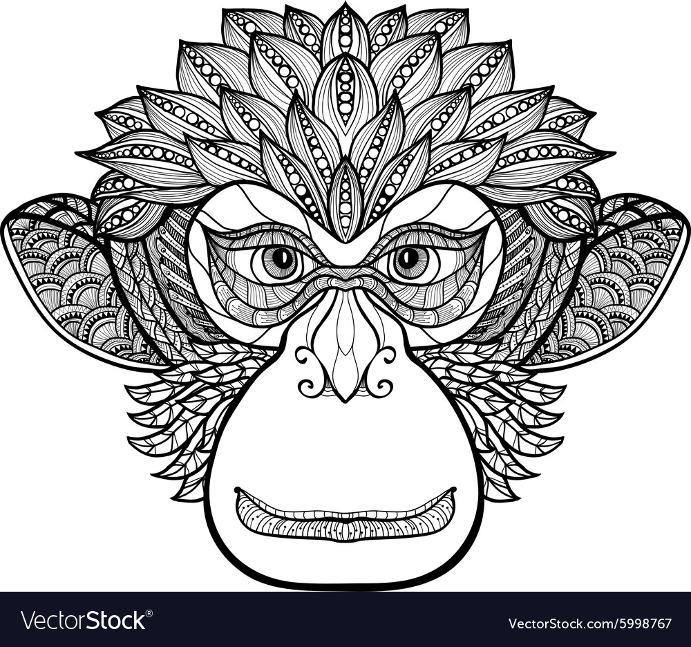 Monkey doodle face Royalty Free Vector Image - VectorStock