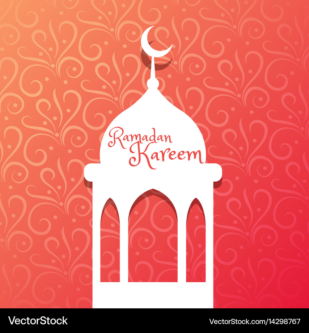 Mosque design in beautiful floral background Vector Image