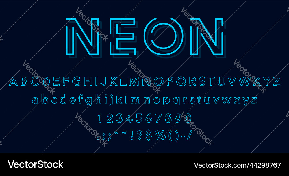 Slim neon font type glow typeface letters signs Vector Image