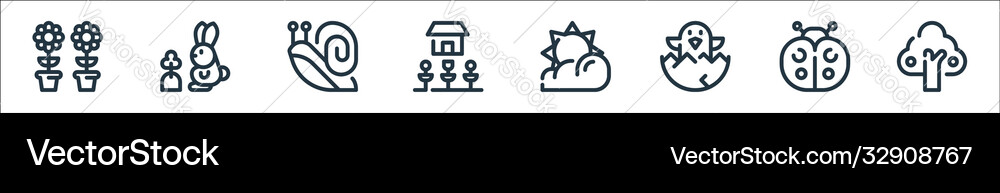 Spring season line icons linear set quality line Vector Image