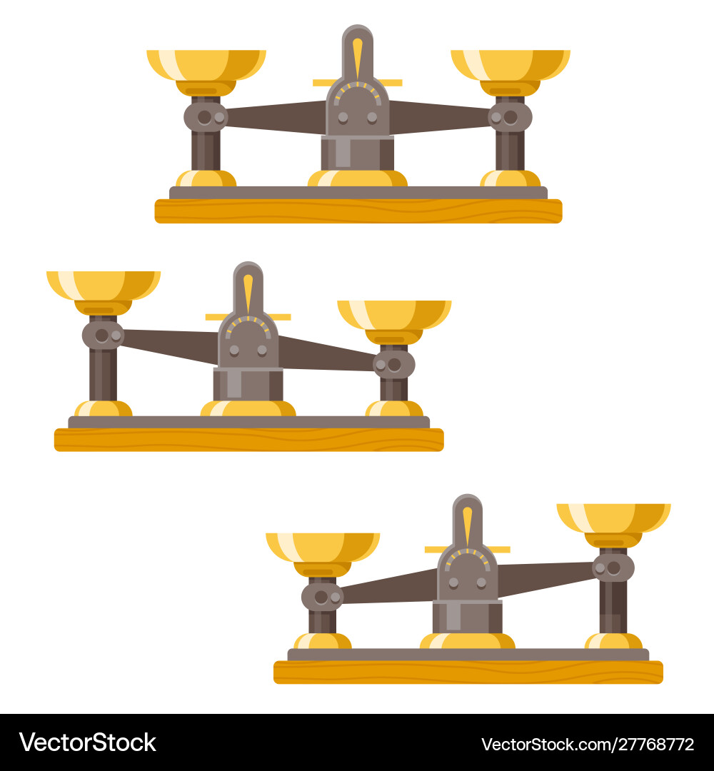 Antique balance scales weigher equality equal Vector Image