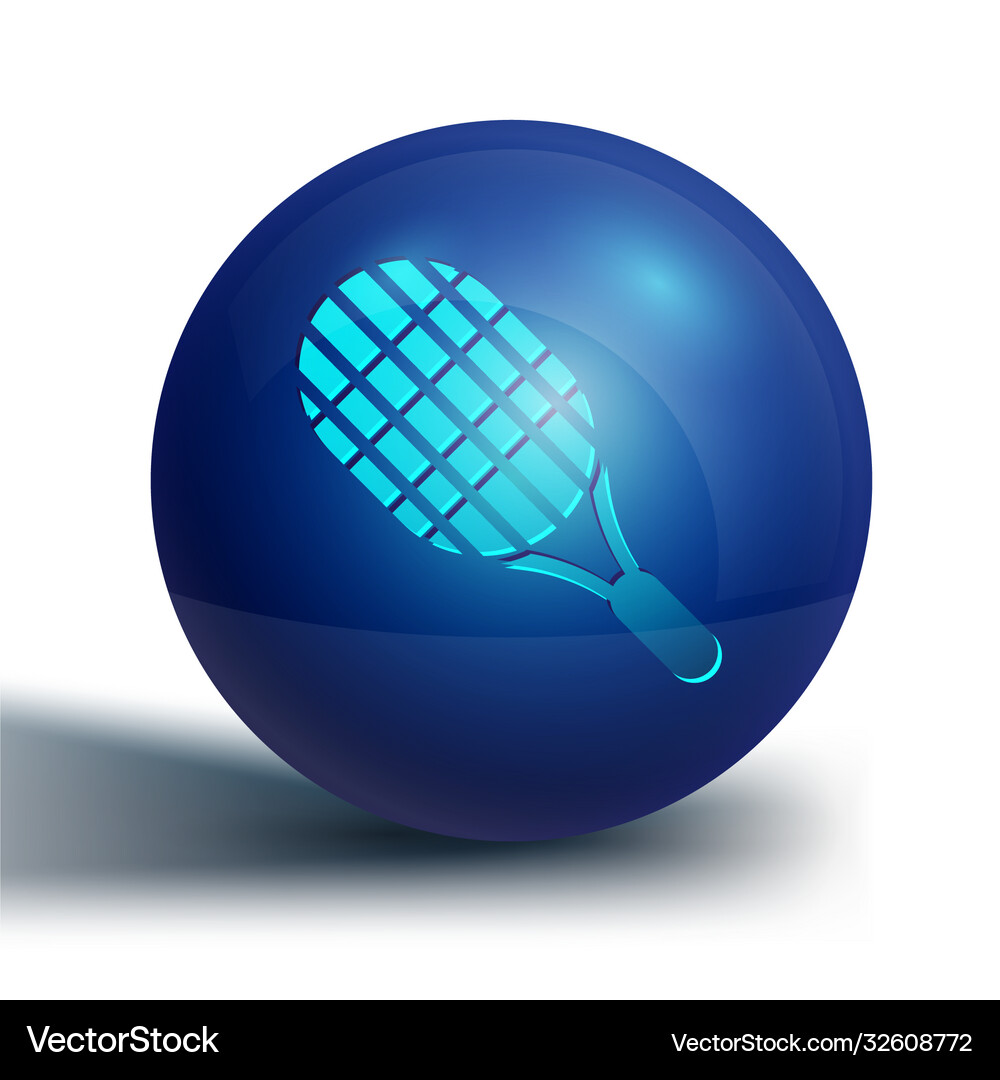 Blue tennis racket icon isolated on white Vector Image