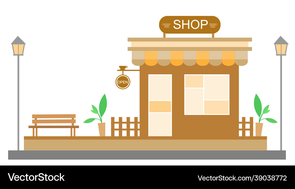 Brown tone shop with cute decorations Royalty Free Vector