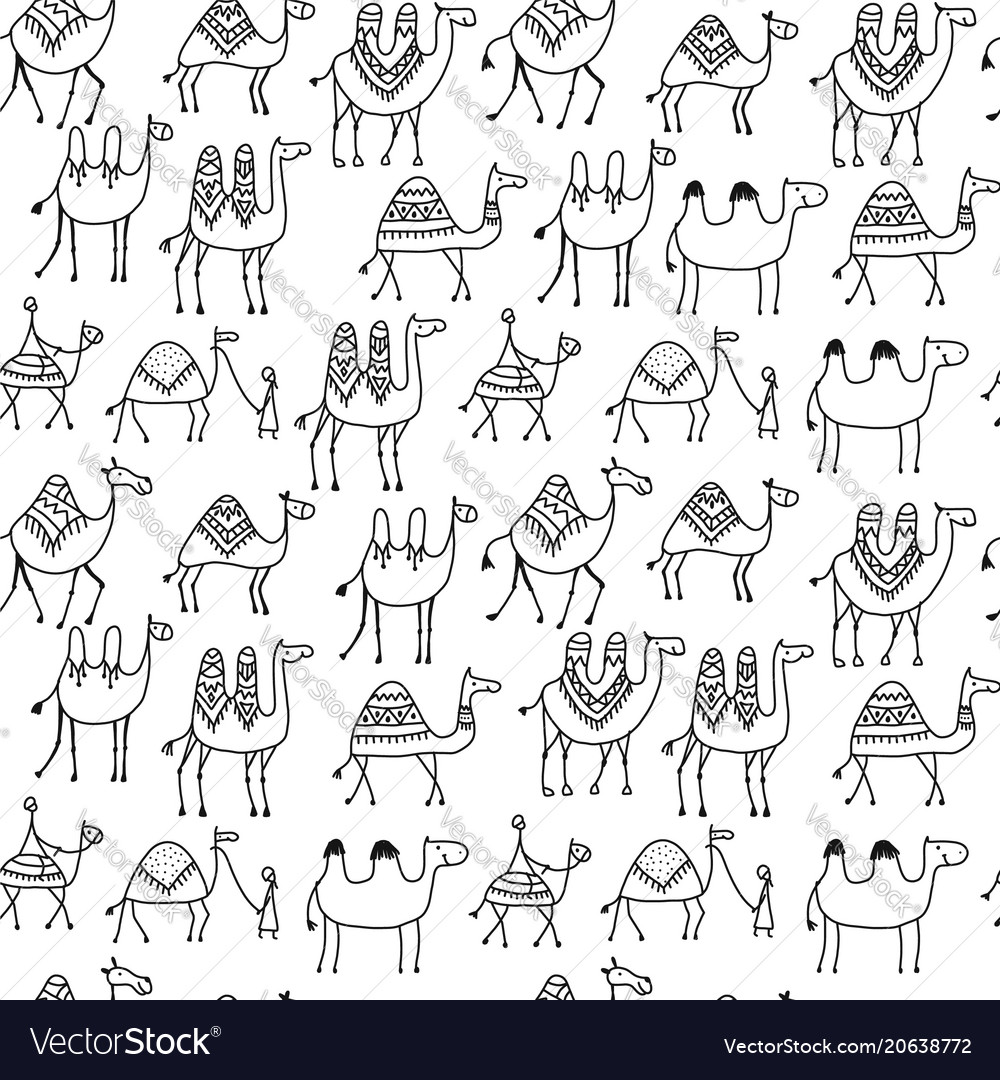 Camels caravan seamless pattern for your design Vector Image