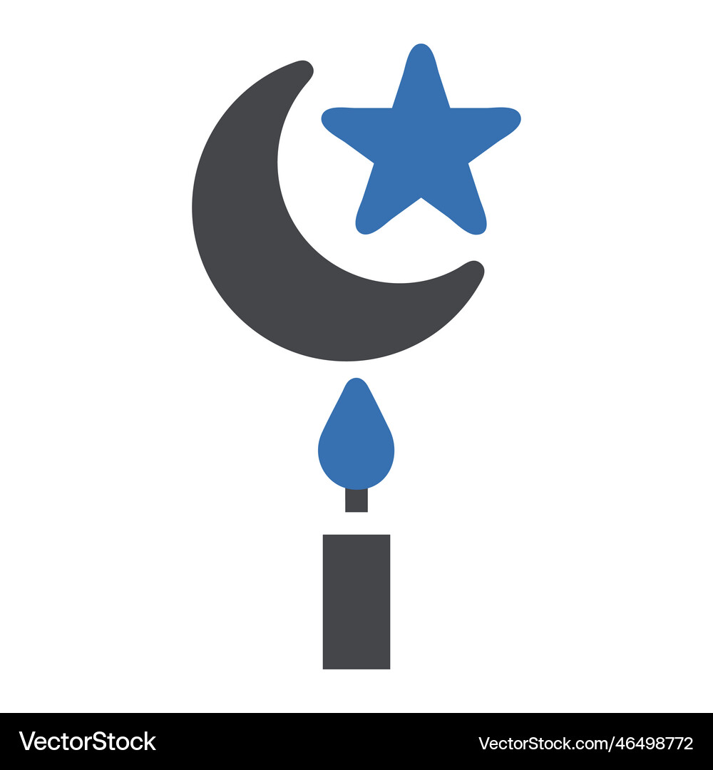 Candle icon solid grey blue style ramadan element Vector Image