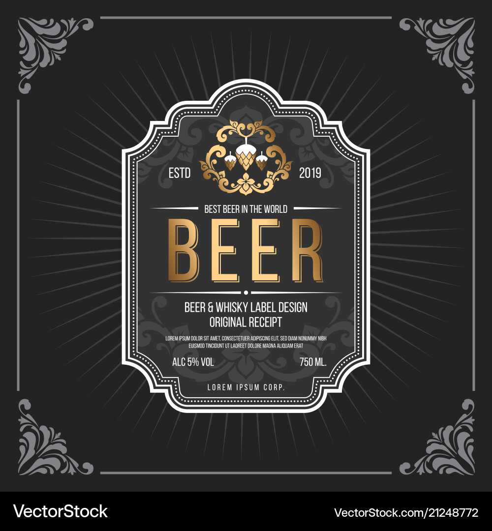 Classic vintage frame for beer labels banner Vector Image