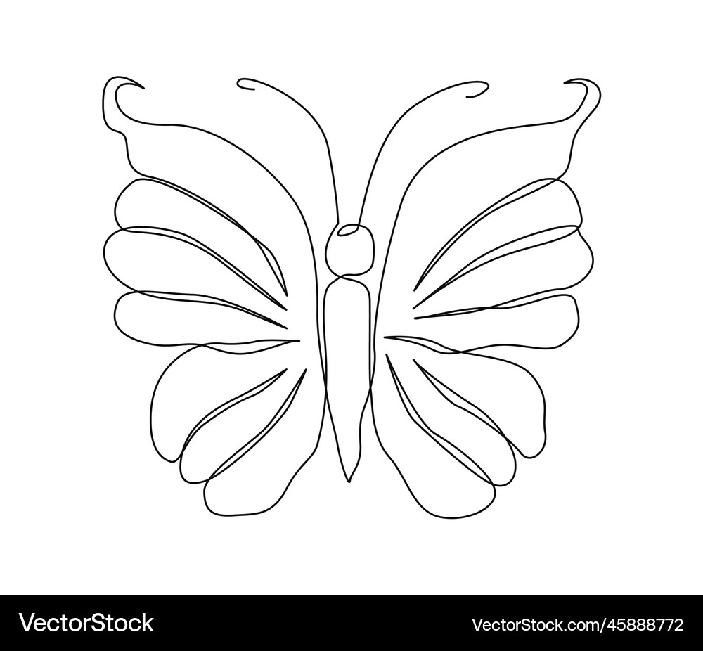 Continuous one line drawing of butterfly simple Vector Image