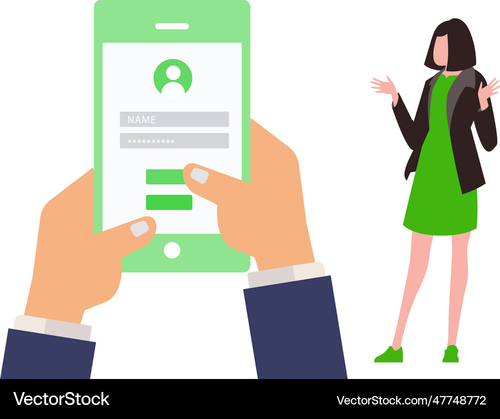 Girl is signing up profile Royalty Free Vector Image