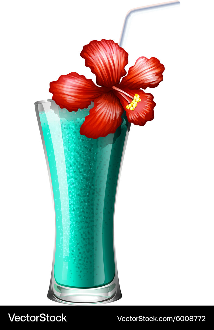 Glass of blue smoothie mocktail Royalty Free Vector Image