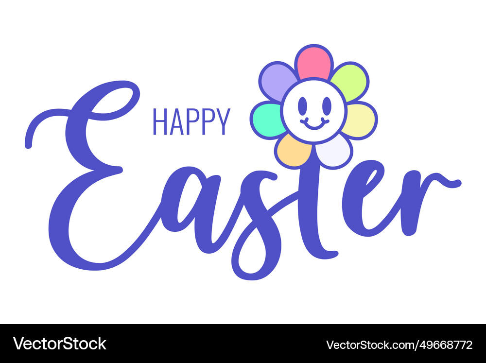 Happy easter spring holiday concept retro groovy Vector Image