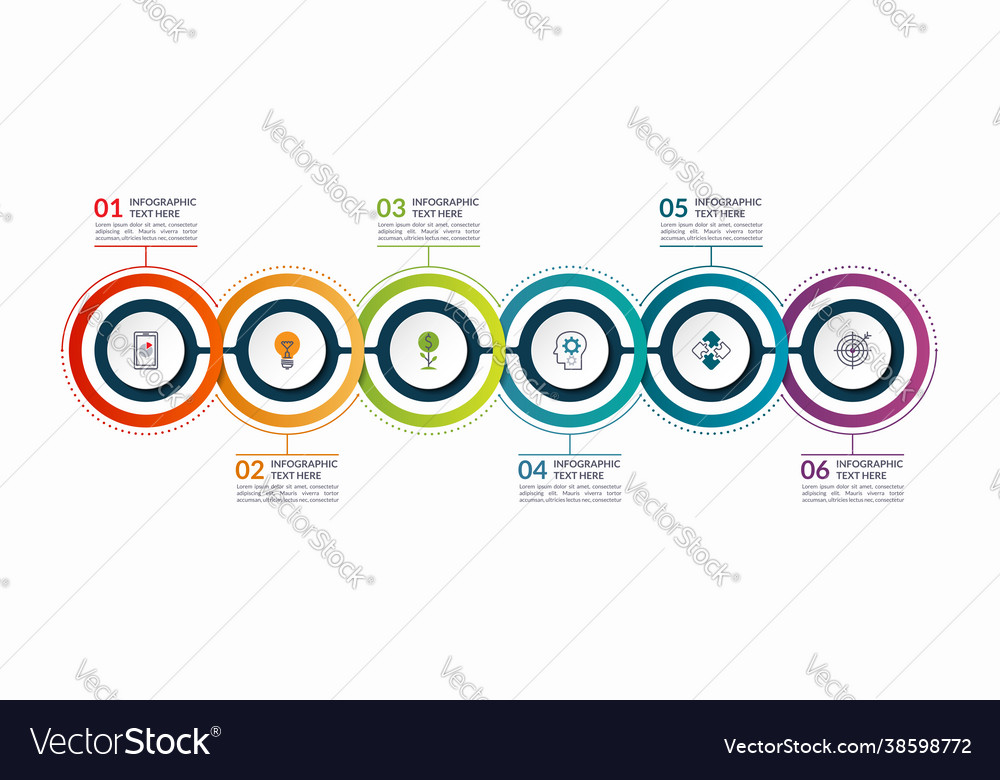 Infographic timeline template with 6 steps Vector Image