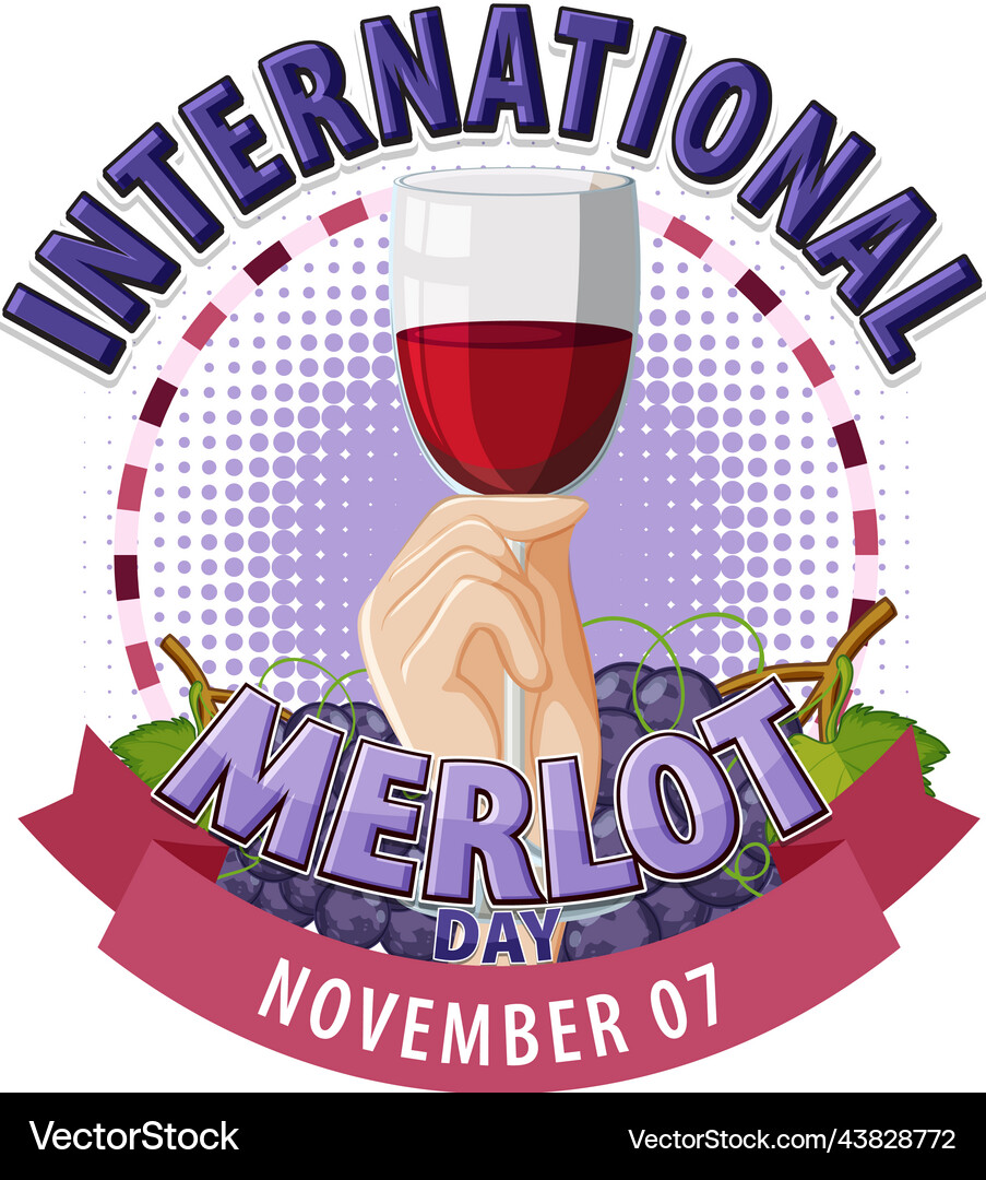 International merlot day logo design Royalty Free Vector