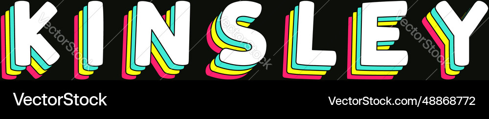 Kinsley - retro rainbow typography faded style Vector Image