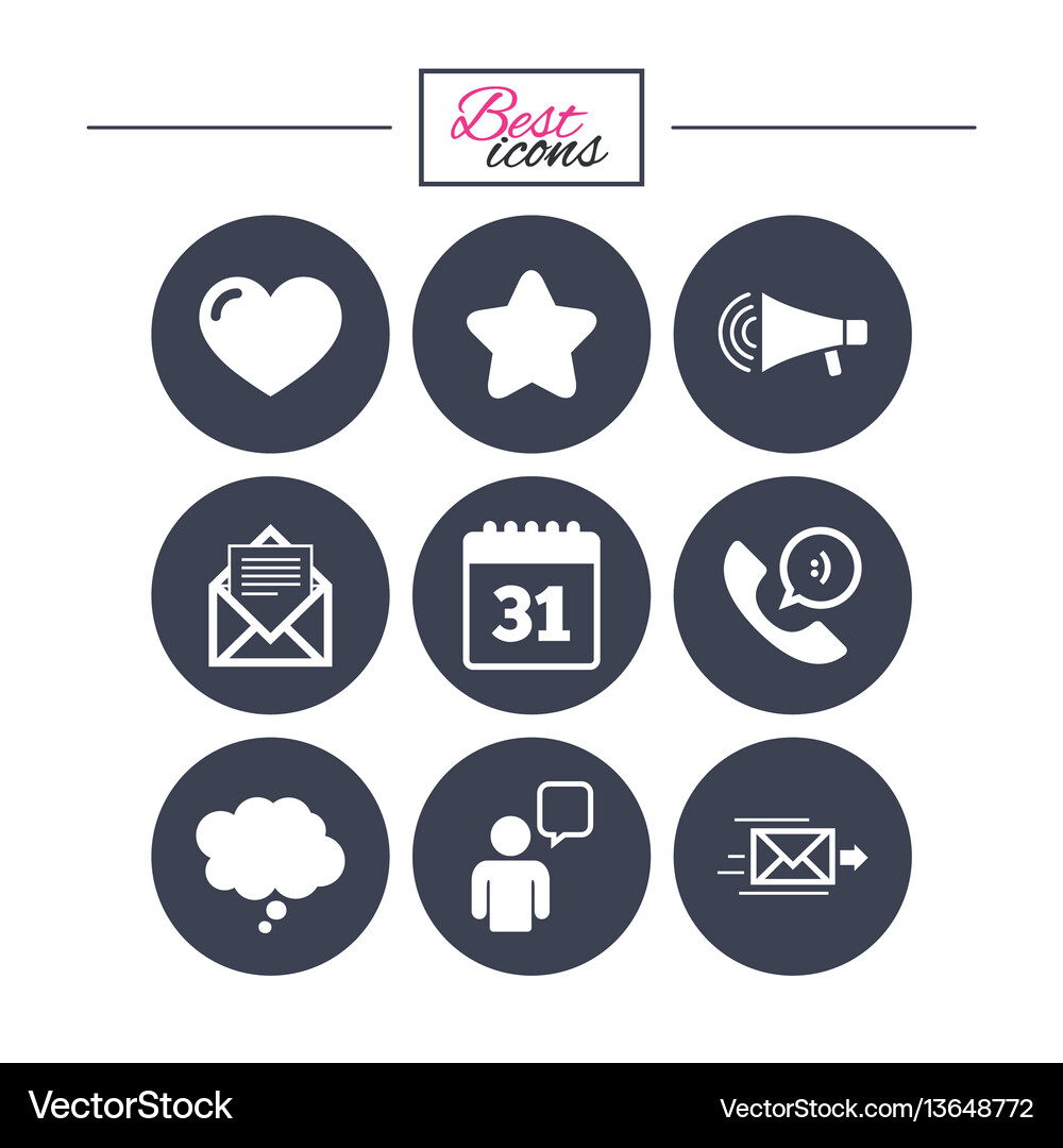 Mail contact icons communication signs Royalty Free Vector