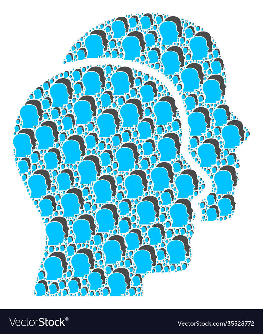 Man Heads Icon Fractal Collage Royalty Free Vector Image