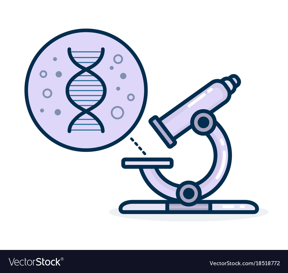 Microscope increases dnk flat Royalty Free Vector Image