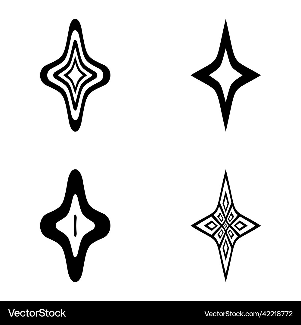Rhombic star3 flat icon set isolated on white Vector Image