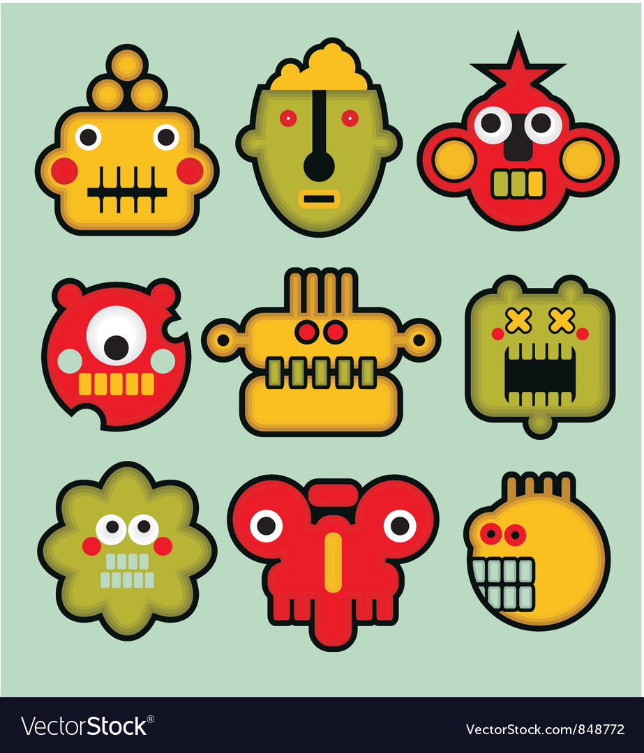 Robot faces Royalty Free Vector Image - VectorStock