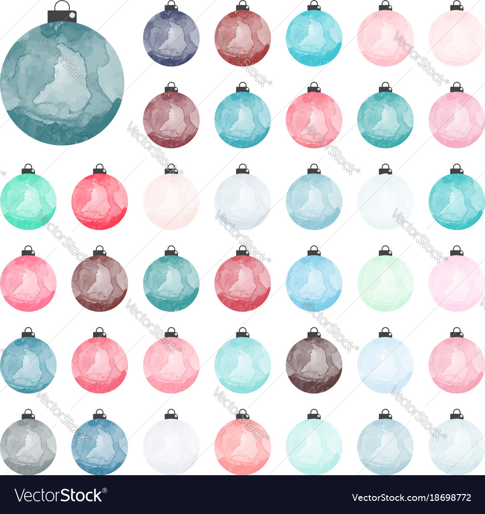Set decorative watercolor christmas balls Vector Image