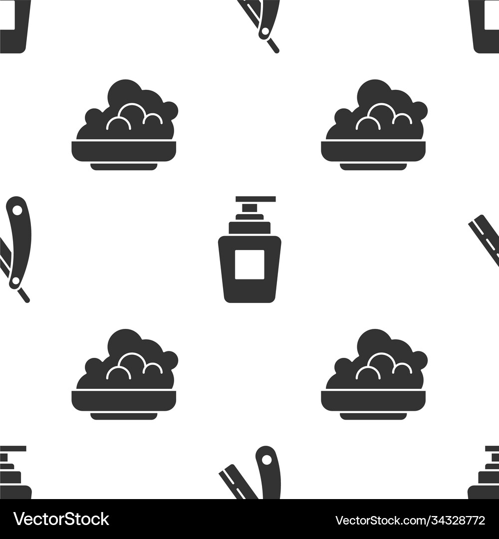 Set straight razor bottle shampoo and shaving Vector Image