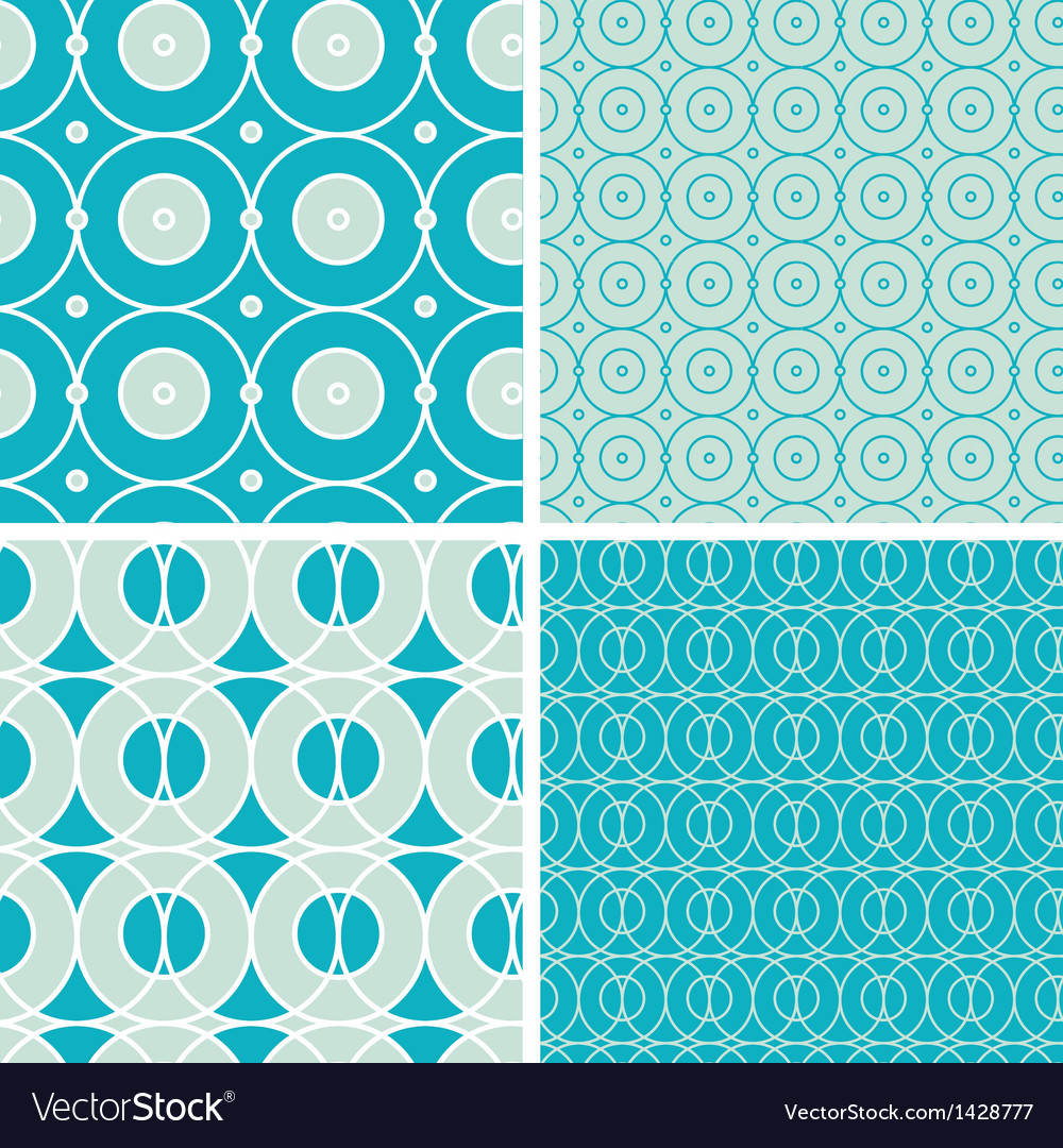 Abstract geometric circles seamless patterns set Vector Image