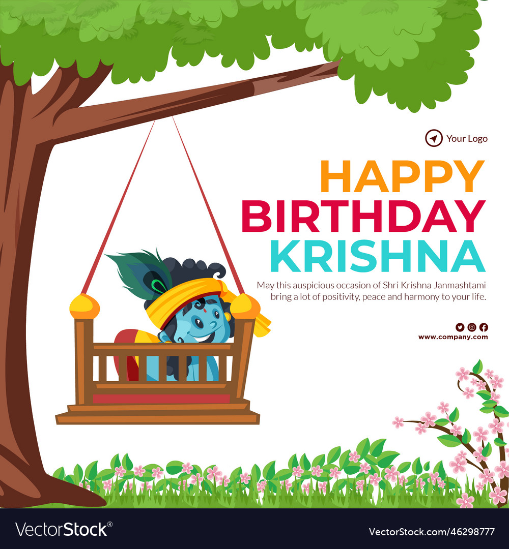 Banner Design Of Happy Krishna Janmashtami Vector Image