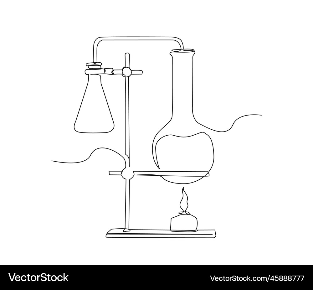 Continuous one line drawing of laboratory test Vector Image