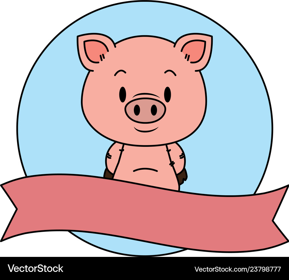 Cute little pig character Royalty Free Vector Image