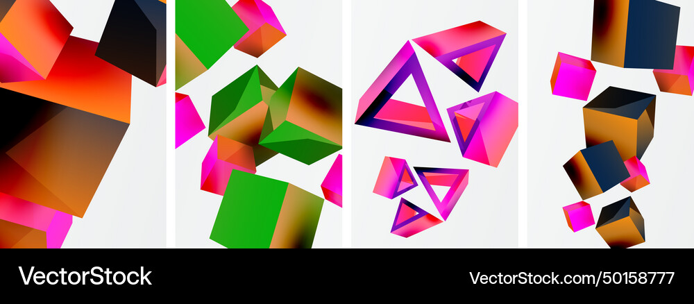 Flying 3d shapes cubes and other geometric Vector Image