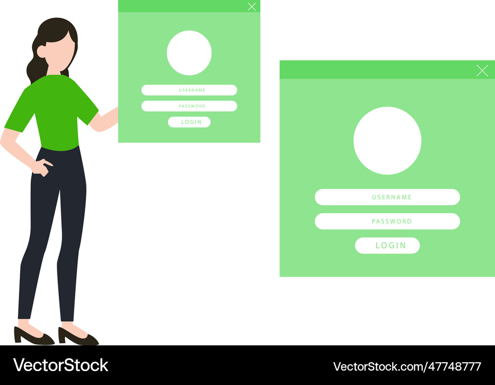 Girl logging into accounts Royalty Free Vector Image