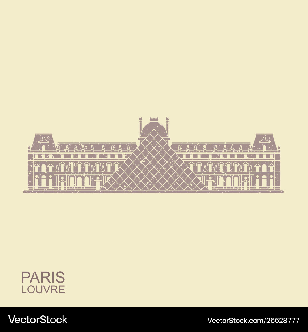 Louvre in paris flat icon in retro style Vector Image