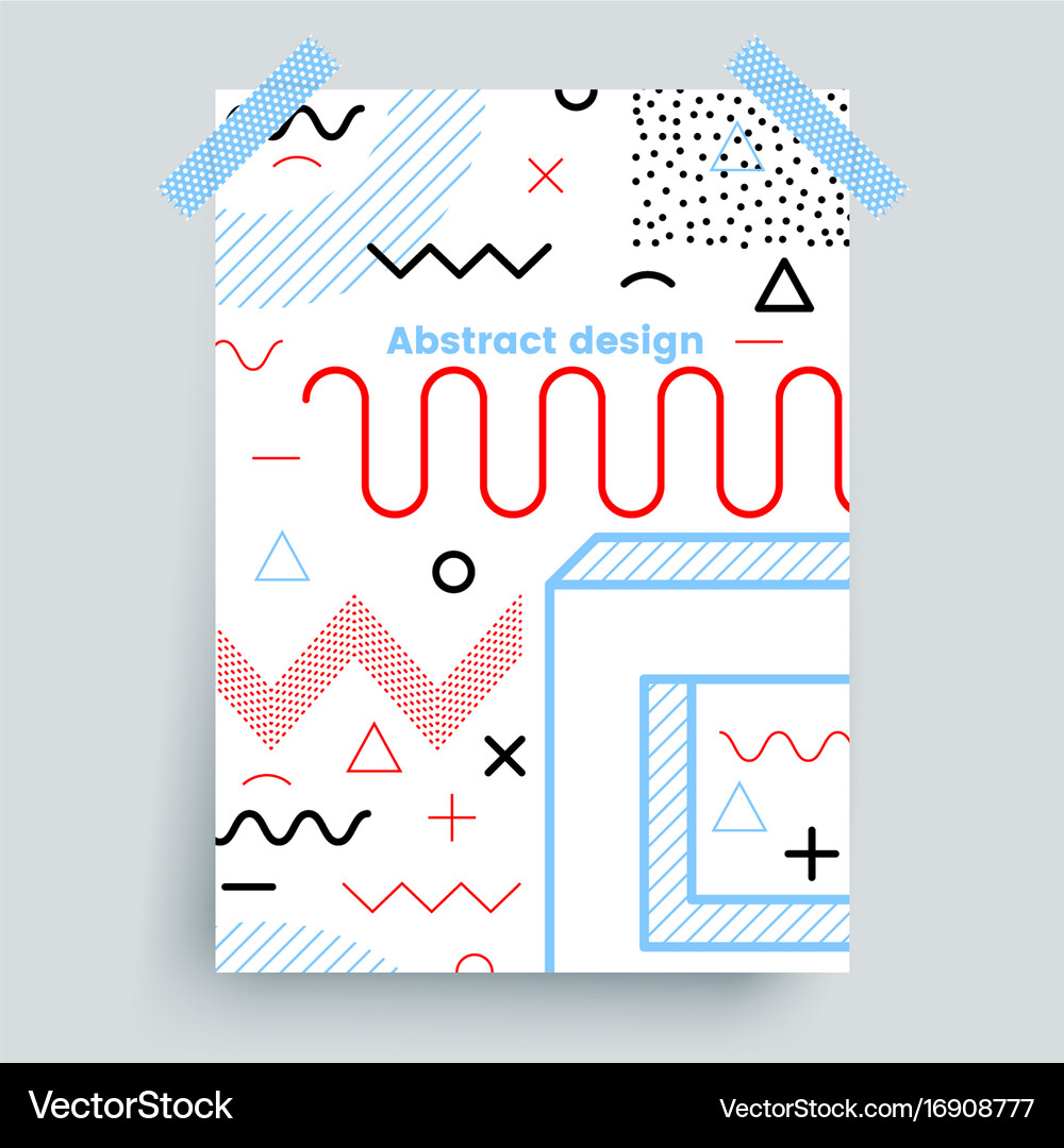 Memphis poster line art design on a white Vector Image