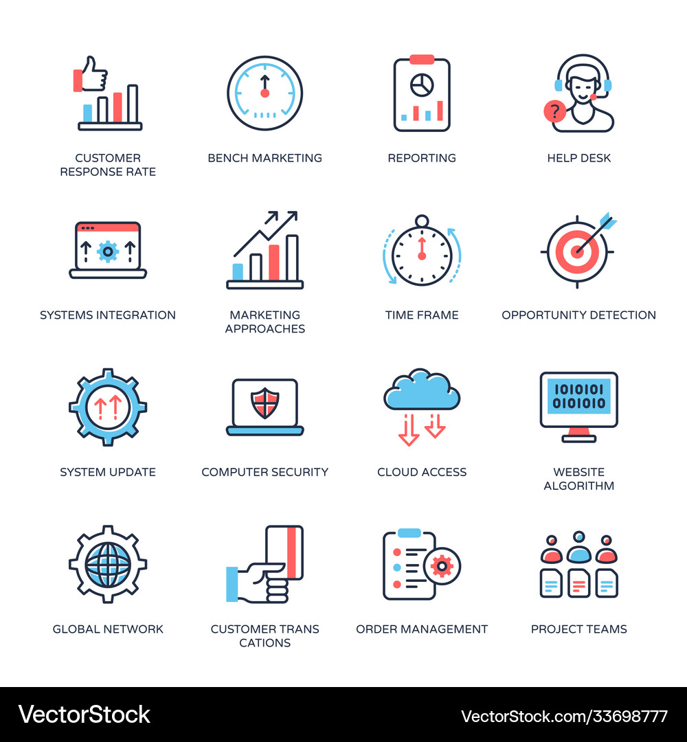 Minimal business concepts icons Royalty Free Vector Image
