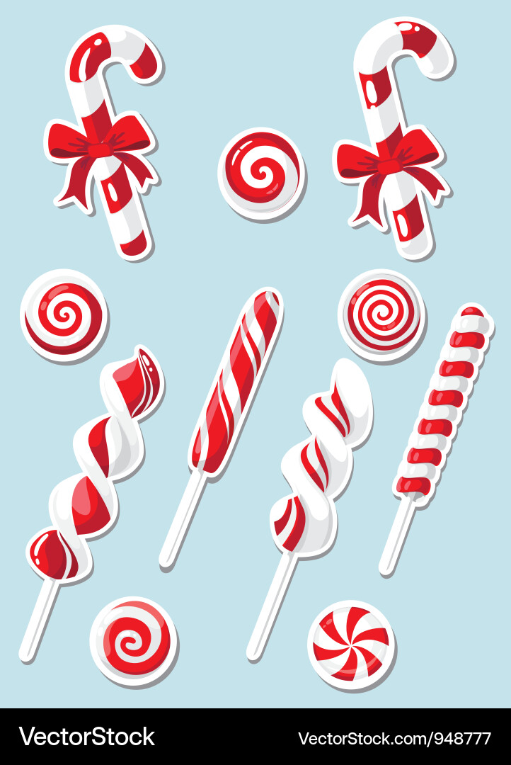 Set of christmas candy sticker Royalty Free Vector Image