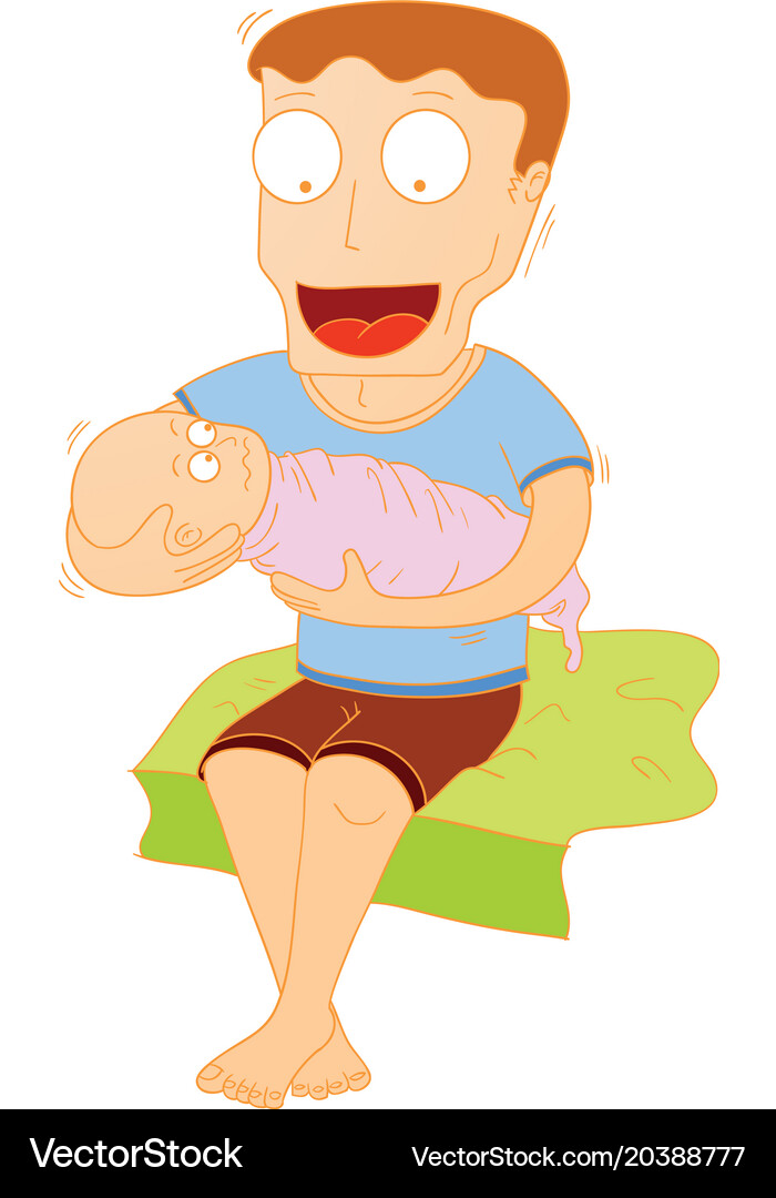 Sitting man with his baby Royalty Free Vector Image
