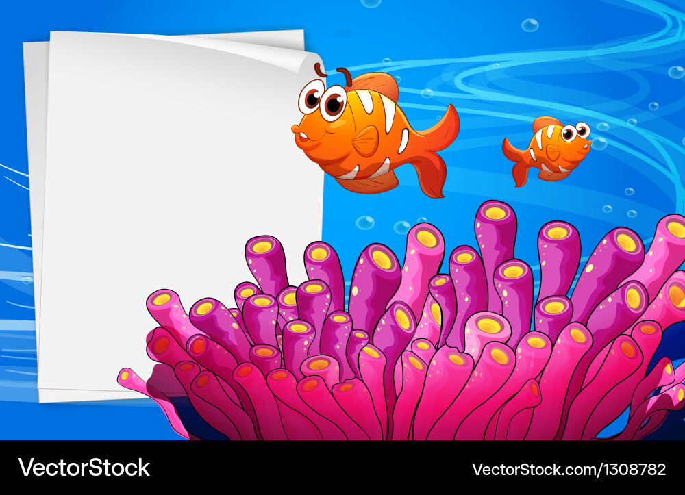 A blank signage under the sea Royalty Free Vector Image