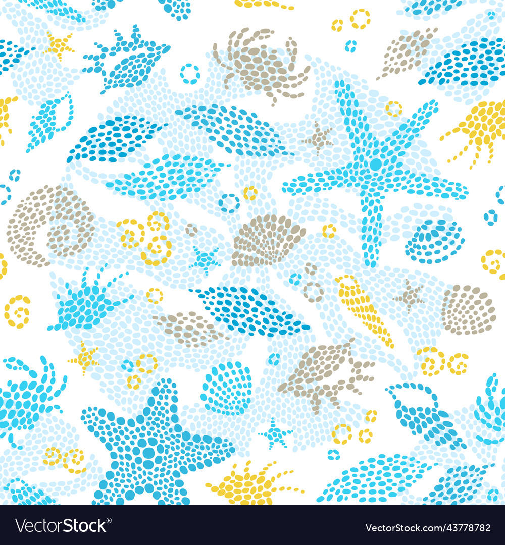 Bright seamless pattern with sea elements Vector Image