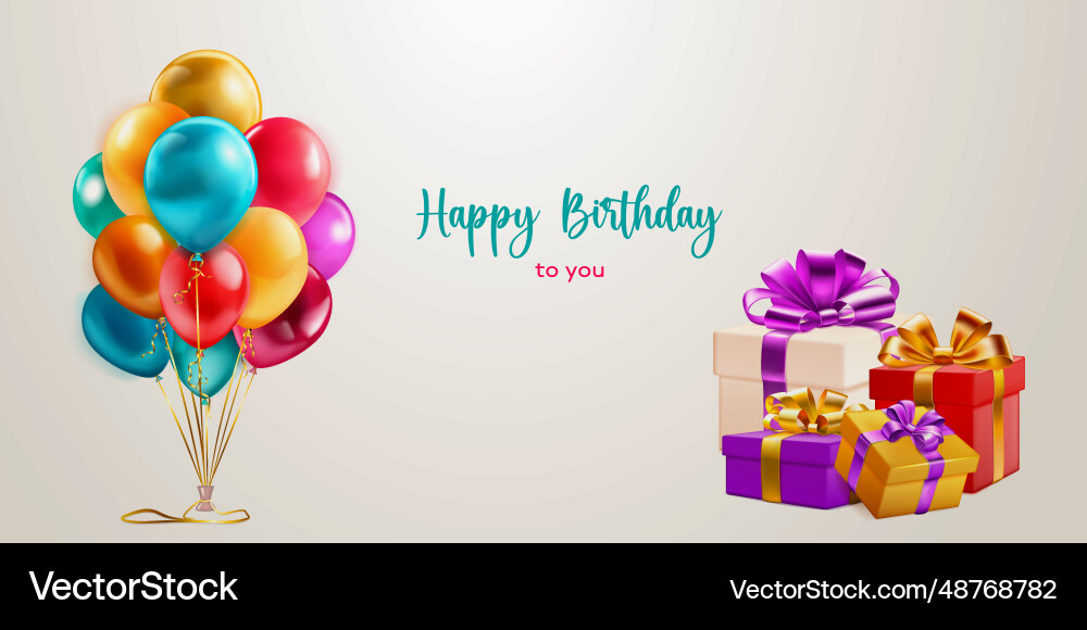 Festive birthday with balloons and gift boxes Vector Image