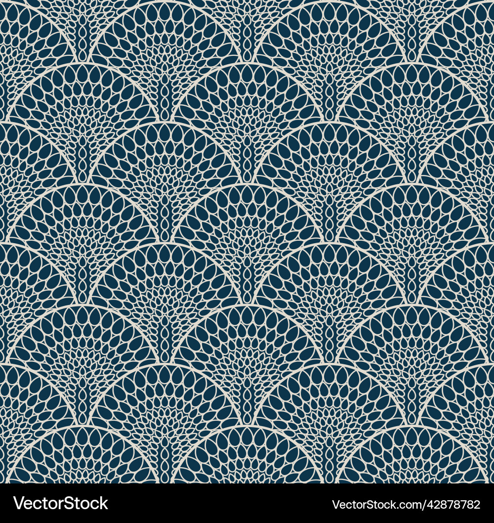 Lace circle pattern in blue and cream color Vector Image