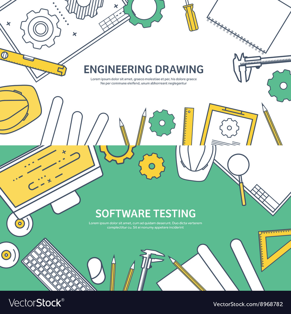 Lined outline engineering Royalty Free Vector Image