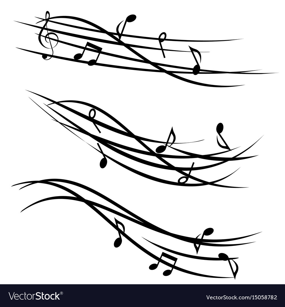 Music notes on ornamental staves Royalty Free Vector Image