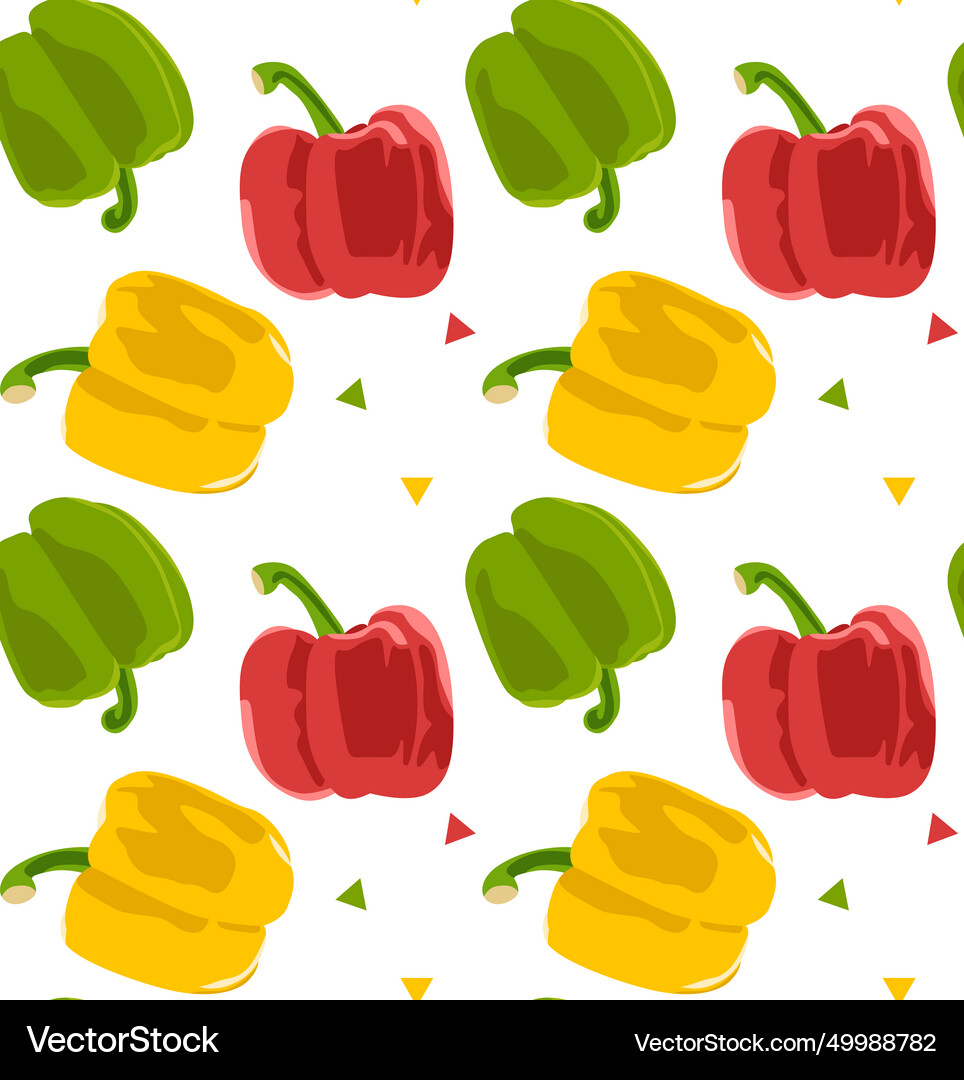 Red green yellow bell peppers with triangles Vector Image