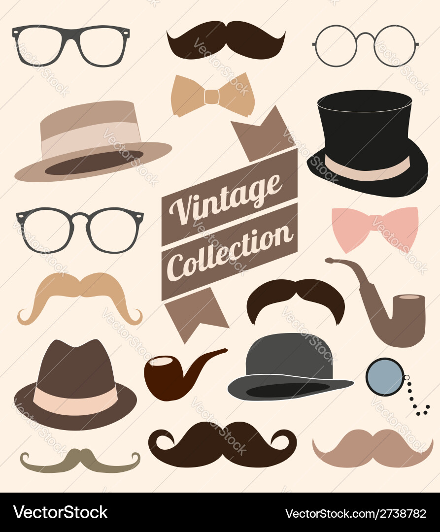 Set collection vintage fashion elements Royalty Free Vector