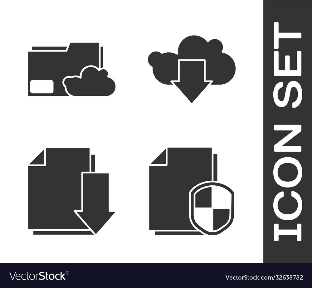 Set Document Protection Concept Cloud Storage Vector Image