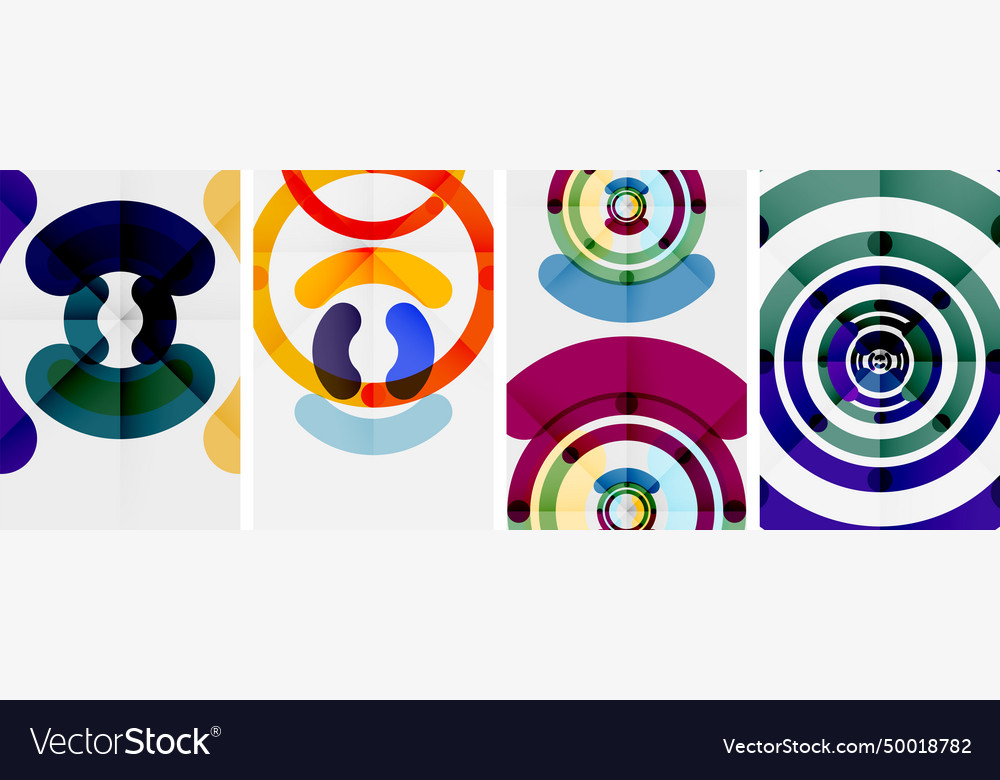 Set of line design circle posters Royalty Free Vector Image
