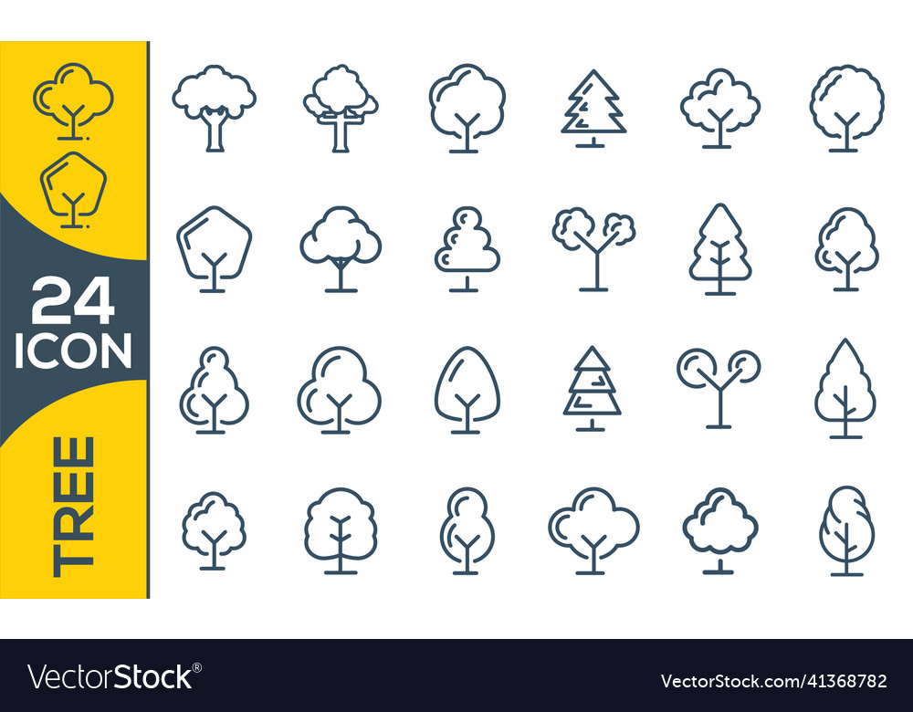 Tree icon set or logo isolated sign Royalty Free Vector