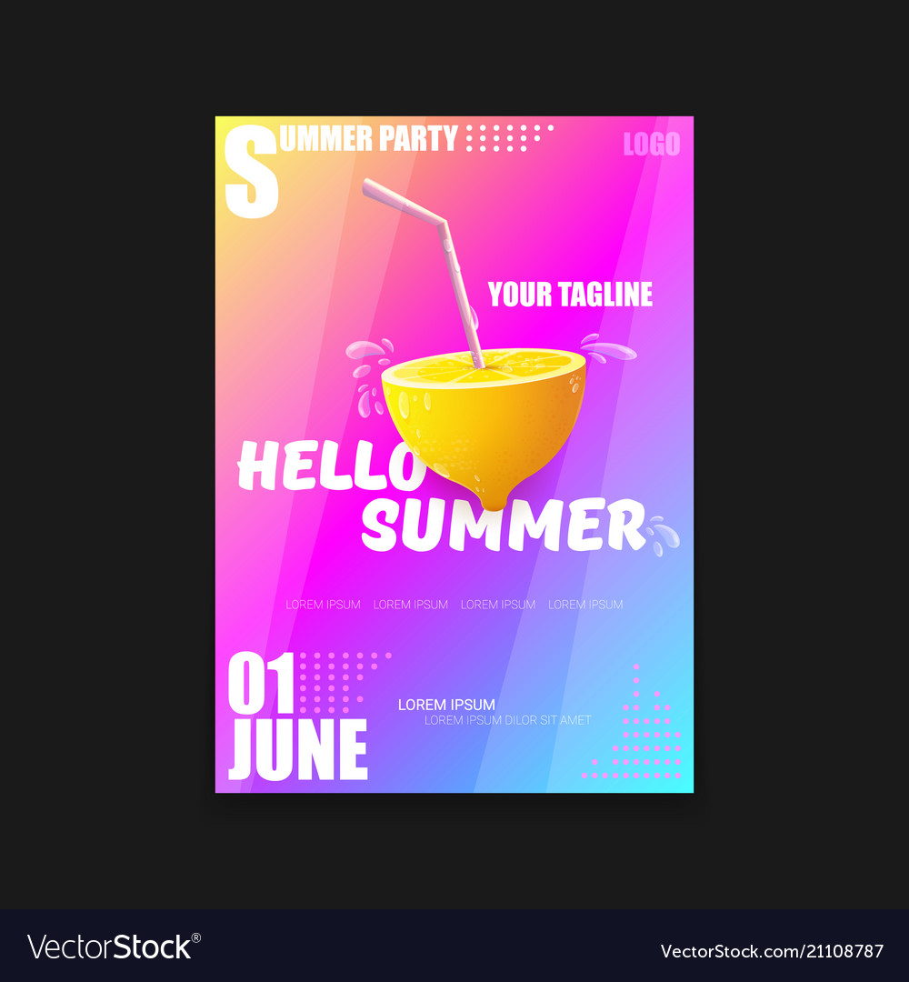 Hello summer beach party vertical a4 poster Vector Image